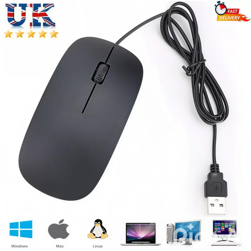 Wired USB Optical Mouse For Pc Acer Laptop Computer Scroll Wheel Black Mice UK | eBay UK