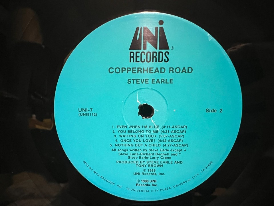 Steve Earle "Copperhead Road" in SHRINK with HYPE STICKER & INNER 1988 ...