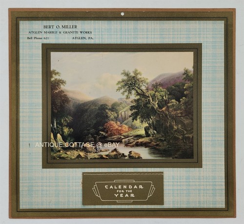 1939 antique BERT O MILLER atglen pa CALENDAR atglen marble & granite ...