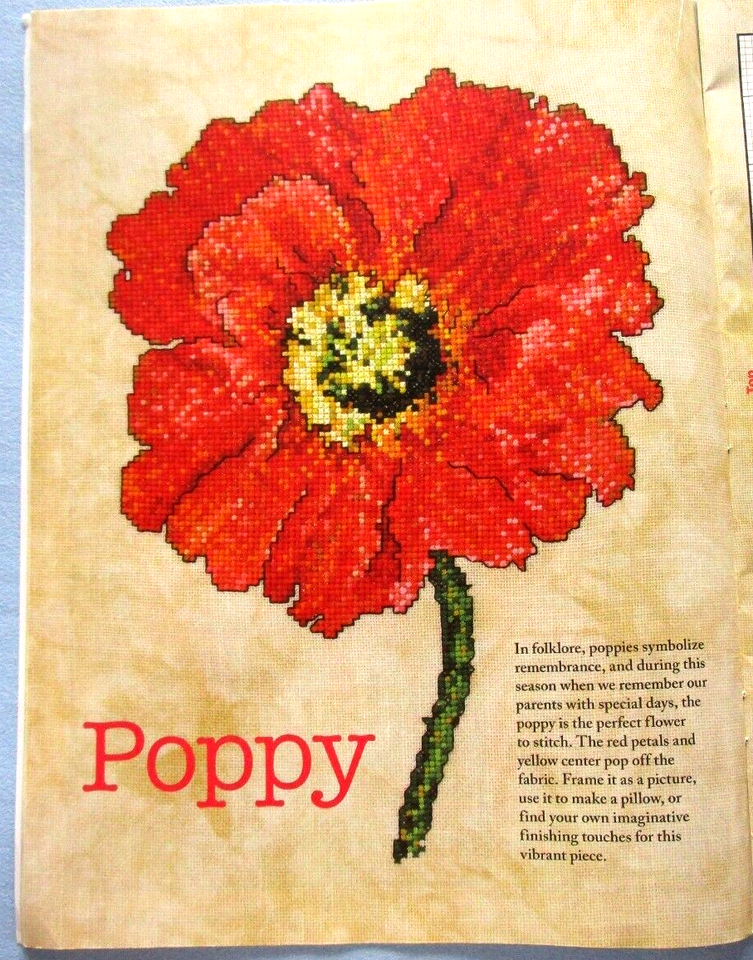 Single Poppy Portrait Swaying In The Breeze Poppy Field CROSS STITCH ...