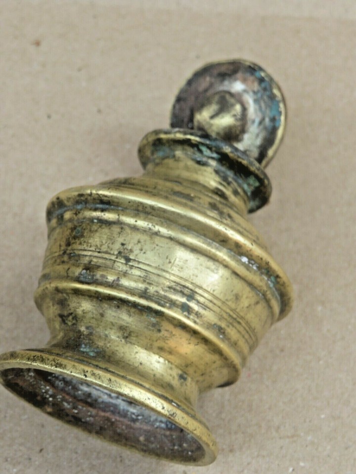 VINTAGE INK POT SOLID BRASS INKWELLDESK TABLE DIP PEN TOOL COLLECTIBLE ...