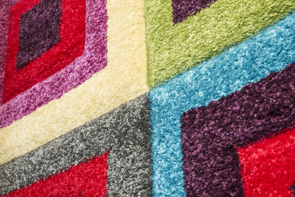 Multi Coloured Rugs Runners Carpet Rainbow Design Mat Hand Carved ...