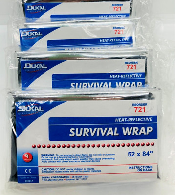 4 PACK Emergency Mylar Thermal Blankets 84"x52" Survival Wrap Safety ...