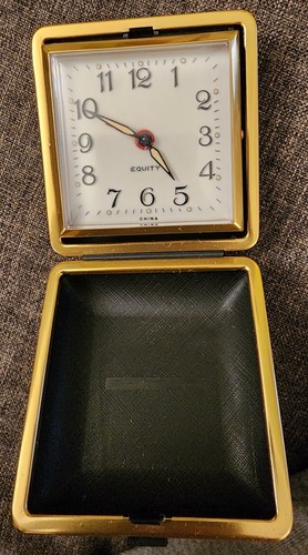 Vintage Equity Gold & Black Travel Alarm Clock with Built In Case | eBay