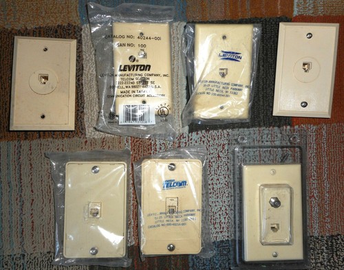 LEVITON BEIGE 4-WIRE PHONE JACK RJ11 MODULAR TELEPHONE WALL PLATES—LOT ...