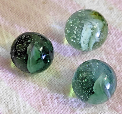 OLD TOY MARBLES 3no3veins&streak base white 1,light green 2 transparent ...