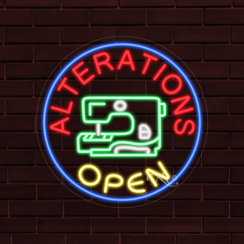 NEW "ALTERATIONS OPEN" w/LOGO 26x26 INCH LED FLEX WINDOW/WALL INDOOR ...