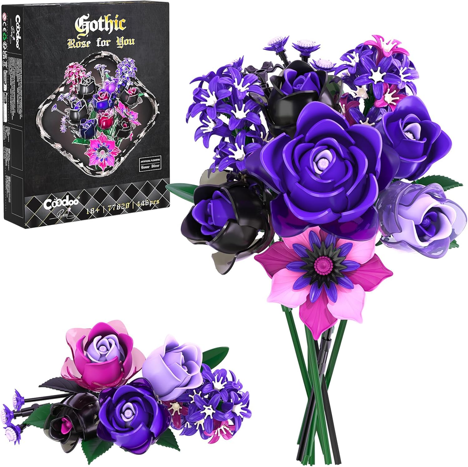 Gothic Rose Bouquet Building Set, Compatible with Lego Flowers ...
