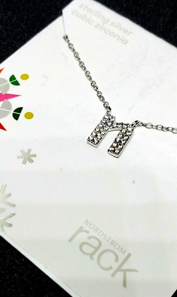 NWT Nordstrom Rack Sterling Silver CZ "N" Initial Lower Case Chain ...