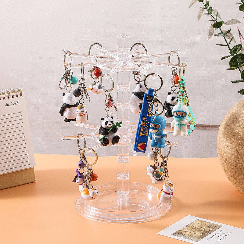 Rotating Rack Jewelry Keyring Display Hanger 2 Tier Revolving Stand ...