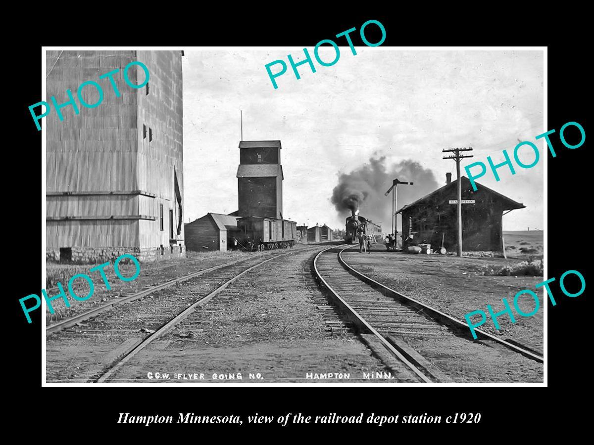 OLD 8x6 HISTORIC PHOTO OF HAMPTON MINNESOTA THE RAILROAD DEPOT STATION ...