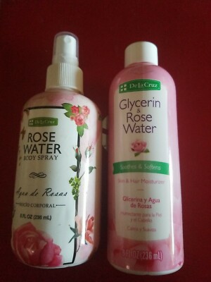 TWO PACK ROSE WATER BODY SPRAY AND GLYCERIN & ROSE WATER AGUA DE ROSAS ...