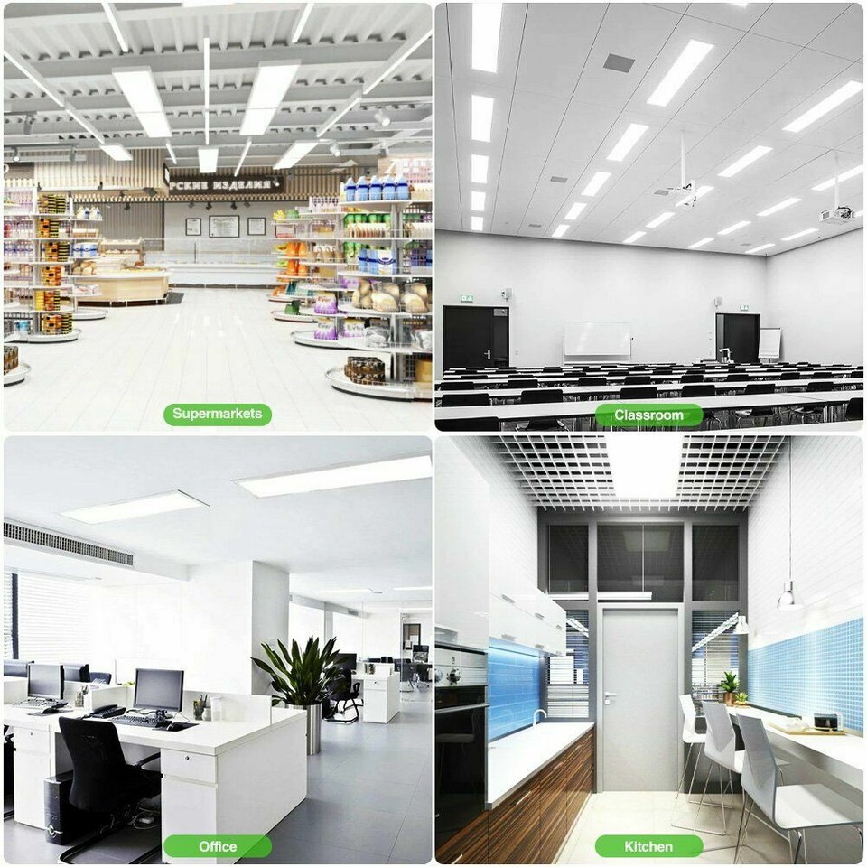 4x 2x4Ft LED Panel Light Drop Ceiling 75W 5000K Ultra-thin Home/Office ...