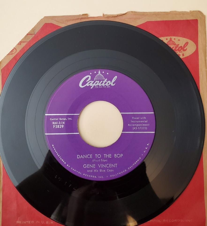 Gene Vincent and His Blue Caps DANCE TO THE BOP (45) #3839 PLAYS VG+ TO ...