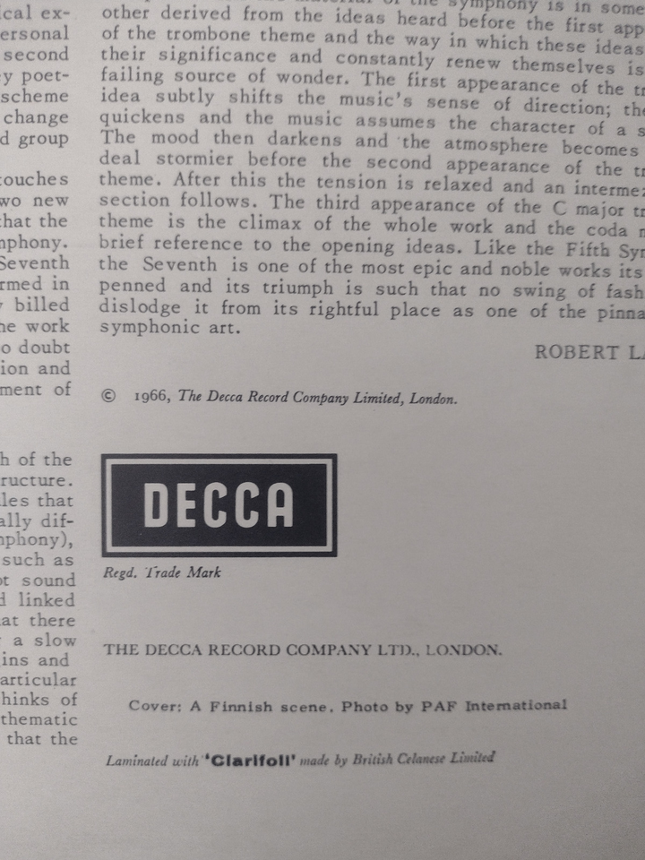 SIBELIUS: SYMPHONIES 5 & 7 LP, Vienna P/O, Maazel, UK DECCA LP SXL 6236 | eBay