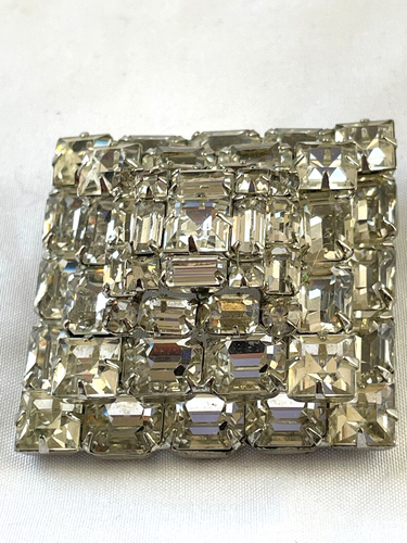VINTAGE LARGE WEISS TALL CLEAR RHINESTONE BROOCH PIN | eBay