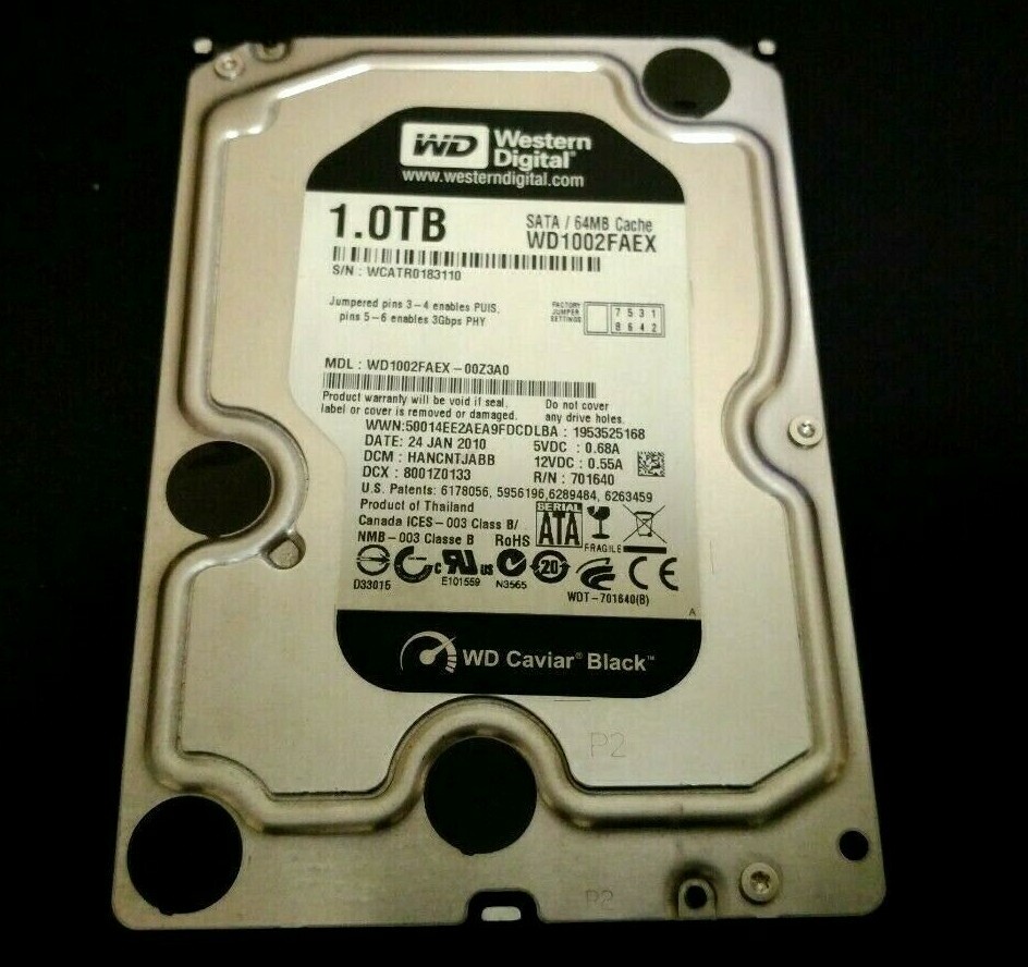 Western Digital Black 1TB Internal 7200RPM 3.5" (WD1002FAEX) HDD ...