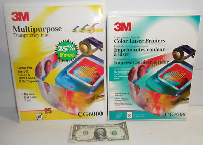 3M Transparency Film Color Laser Printers 2 Open Box 64 Sheets 8.5 x 11 ...