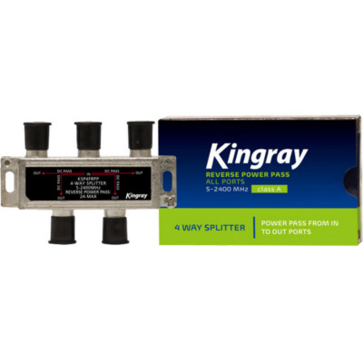 Kingray KSP4FRPP 5-2400 MHz Reverse Power Pass All Ports 4Way TV Splitter | eBay Australia