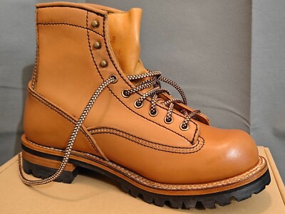 LONE WOLF Logger Boots Tan Leather US 9 Mens Made in Japan New with box ...