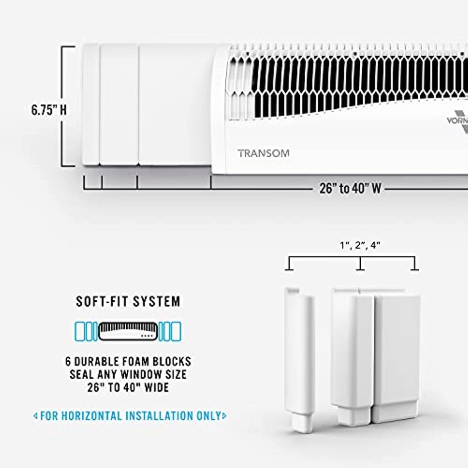 Vornado TRANSOM Window Fan with 4 Speeds, Remote Control, Reversible ...