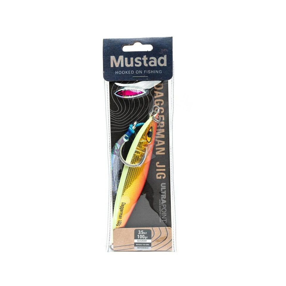 MUSTAD MJIG02 DAGGERMAN VERTICAL JIG ORANGE GOLD MUTIPLE SIZES **FREE ...