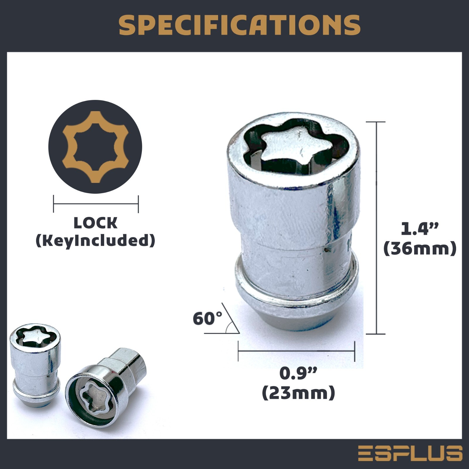 4x Acura Universal Wheel Lock Set 12x1.5 Chrome Fit CSX/ILX/MDX/NSX/TLX ...