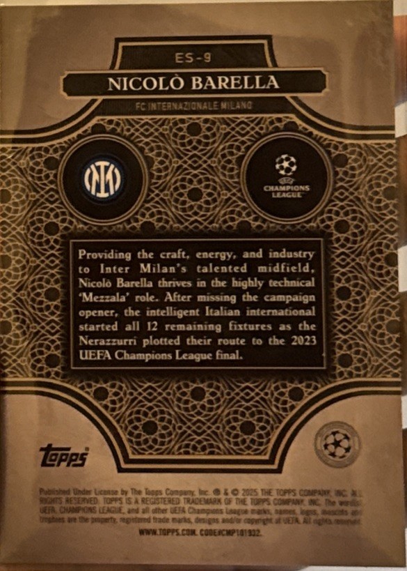 Nico Barella 75/75 Book End - Merlin Elite Society | eBay UK