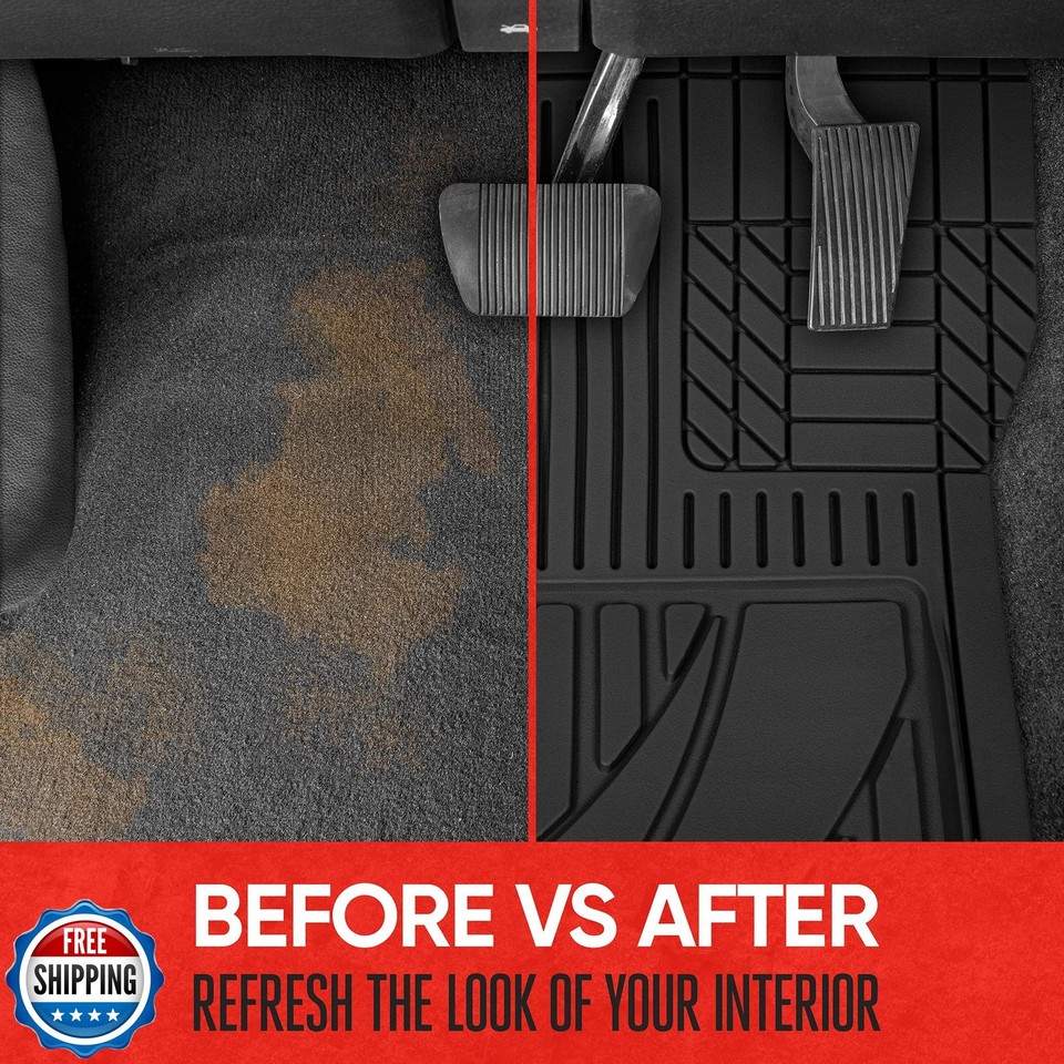 Motor Trend FlexTough™ Advanced Black Rubber Car Floor Mats – Hea | eBay