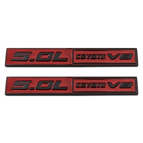 2x Metal Black & Red 5.0L Coyote V8 Logo Racing SUV Engine Emblem ...