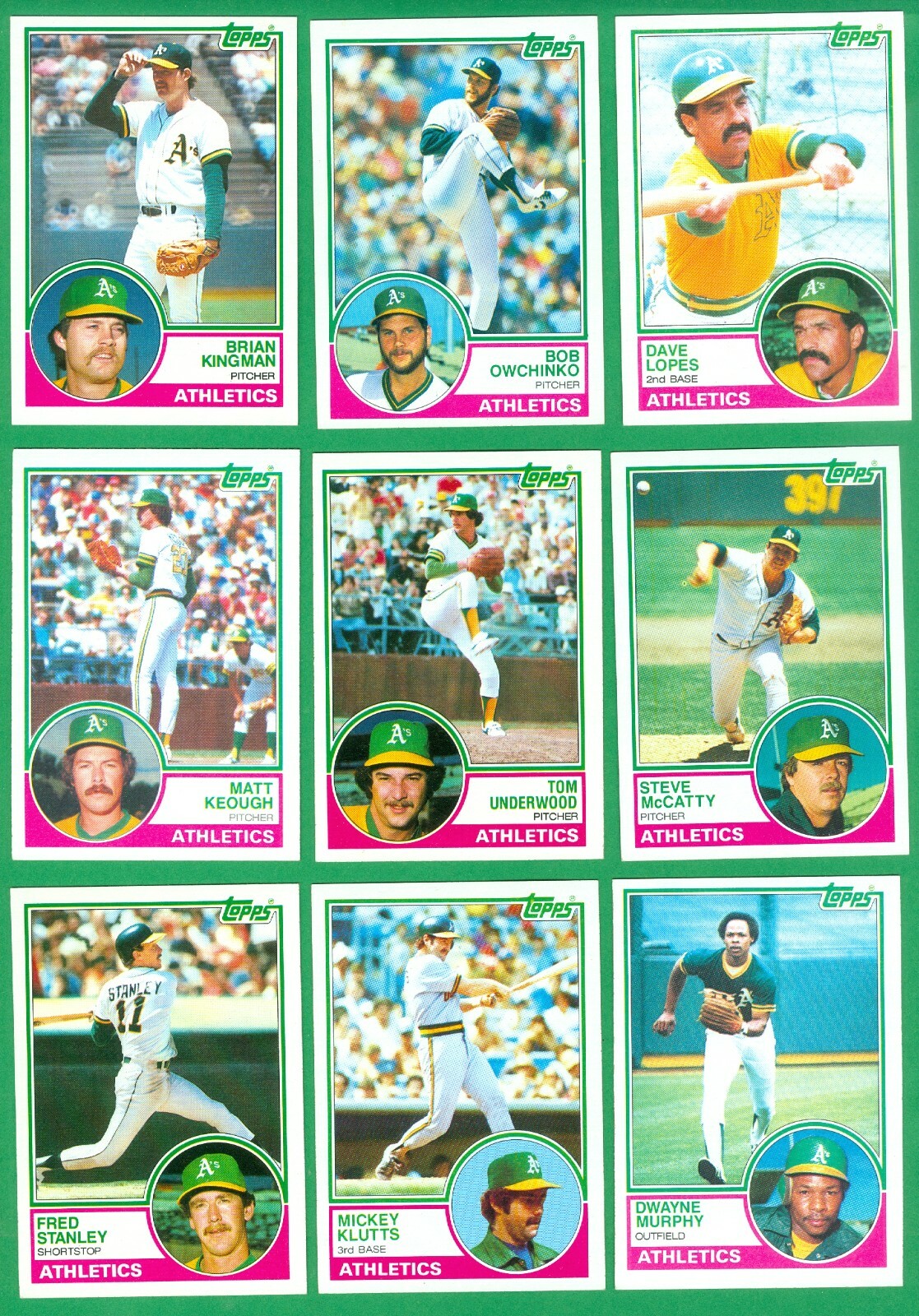 1983 TOPPS OAKLAND A's TEAM SET NM MURPHY ARMAS NORRIS RICKEY HENDERSON ...