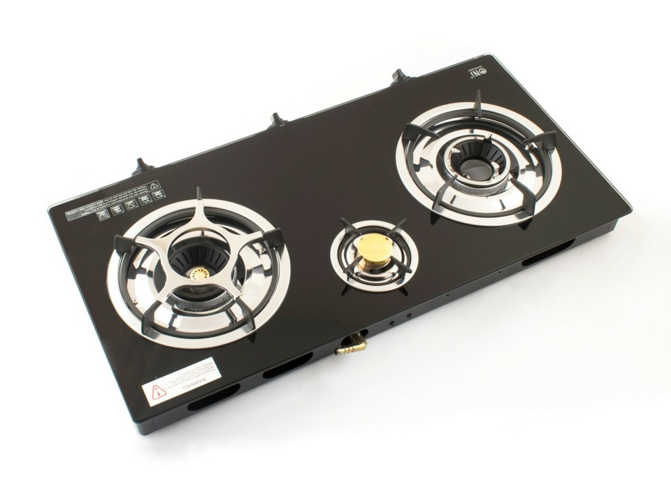 Portable Gas Stove 3 Burner Cooktop Hob Indoor Caravan Cooker LPG 7.8kW ...