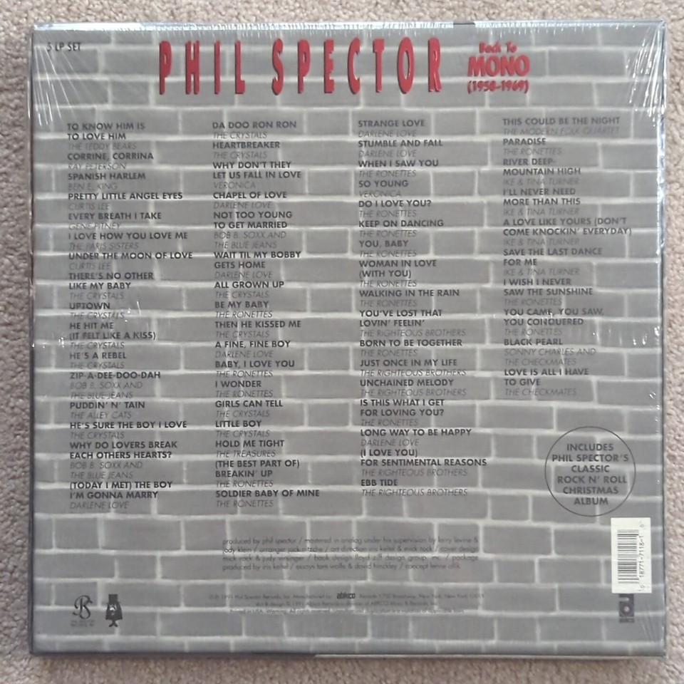 PHIL SPECTOR: BACK TO MONO (1958-1969) Vinyl 5LP Box Set + Book. 1991 ...