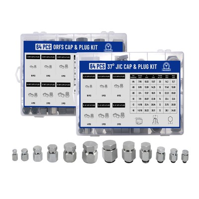 128Pcs JIC and ORFS Hydraulic Cap and Plug Hose Tube and Pipe Cap and ...