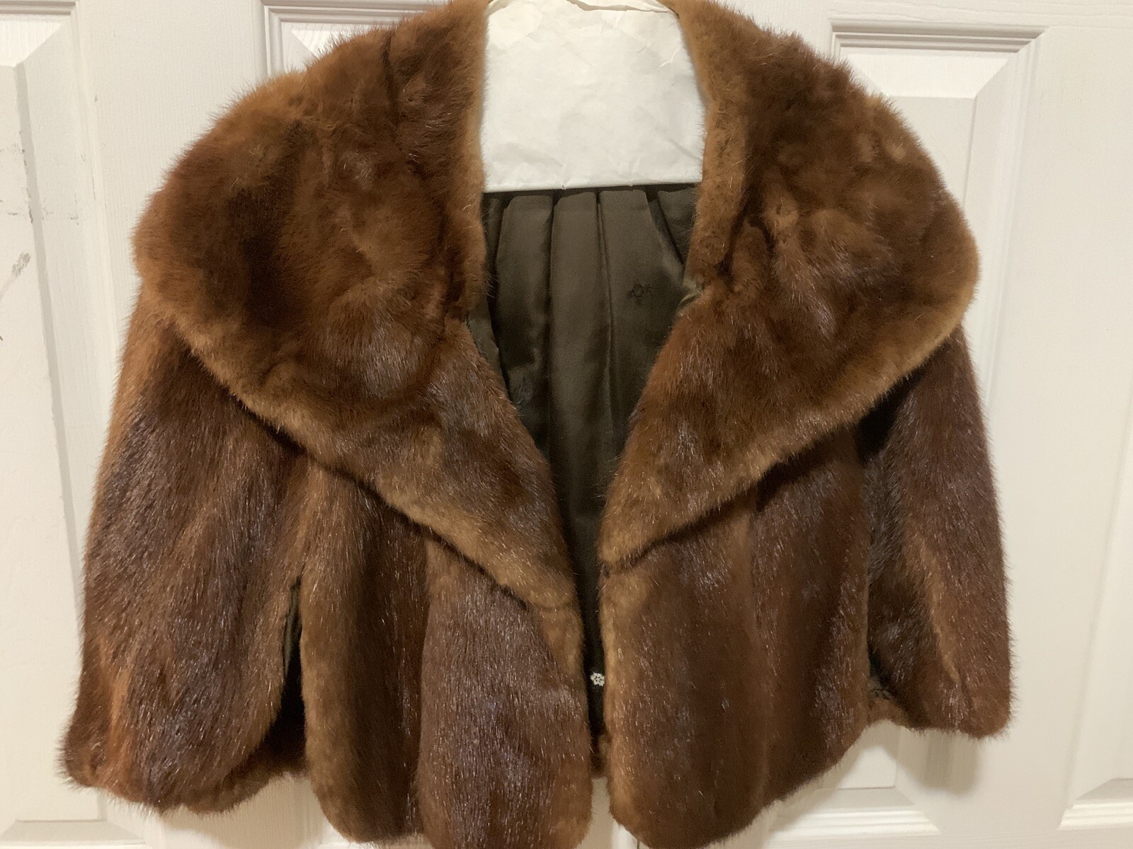 Vintage Famous Bar Monogramed Real Dark Mink Fur OverCoat Slip-On ...