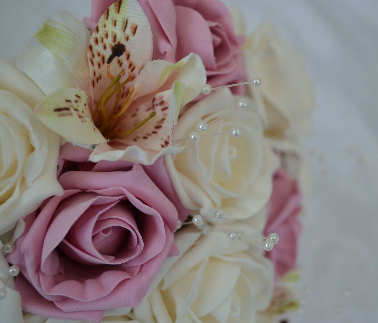 Wedding Bouquet flowers Dusky Pink buttonhole corsage Bride Bridesmaid ...