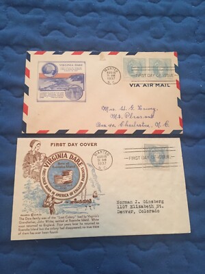 2 FDC Virginia Dare Manteo NC 796 scarce cachets NOTE PAVOIS | eBay