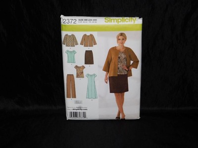 Simplicity 2372 Plus Size 20W - 28W Jacket Dress Top Skirt Pants Sewing ...
