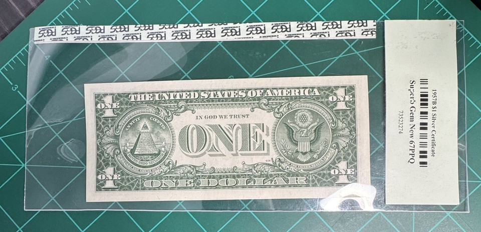 1957B-SILVER CERTIFICATE $1 ******STAR******NOTE GRADED BY PCGS 67 PPQ ...