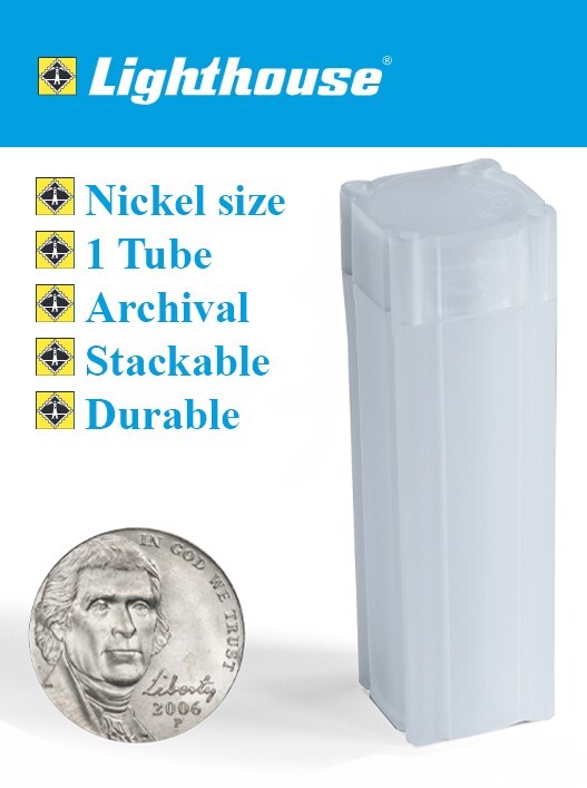 1 US Nickel Square Coin Tube Archival Stackable Durable Lighthouse ...