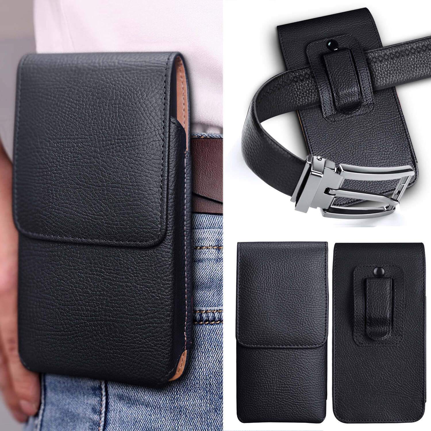 For Samsung Galaxy S24/S24+/S24 Ultra Leather Vertical Pouch Case with ...