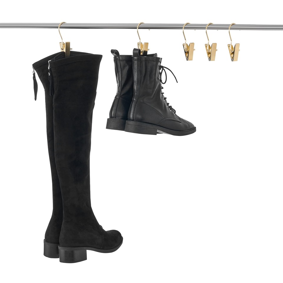 30 Pcs Gold Boot Hangers For Closet Laundry Hooks With Clips Boot ...