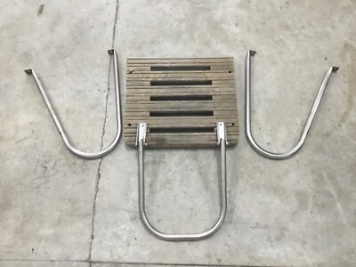 Transom Teak Swim Platform and Folding Ladder with Hand Rails