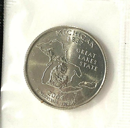 2004-P & D Michigan State Quarters GEM BU In Mint Set Cello (2 Coins ...