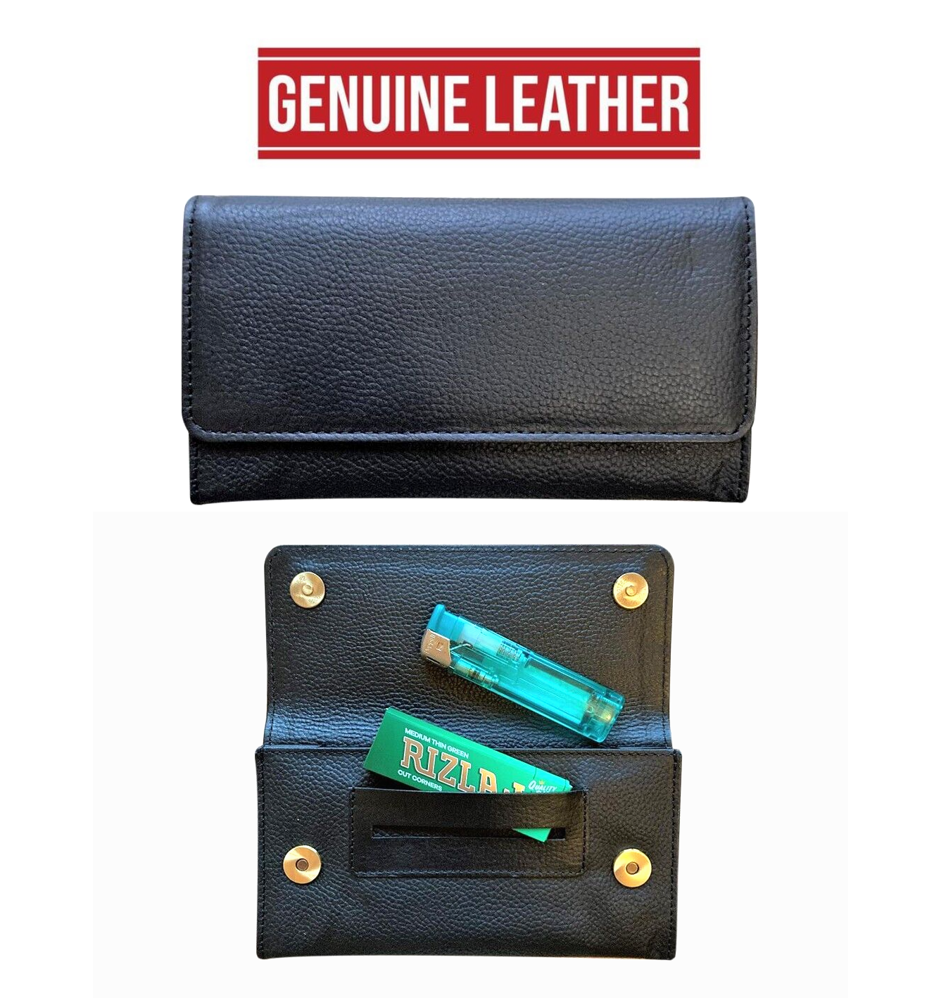 Genuine Real Soft Leather Tobacco Pouch Case Organizer Rizla Pocket ...