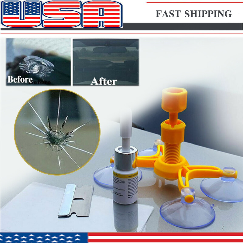 Windshield Repair Kit Quick Fix Car Wind Glass Bullseye Rock Chip Crack ...