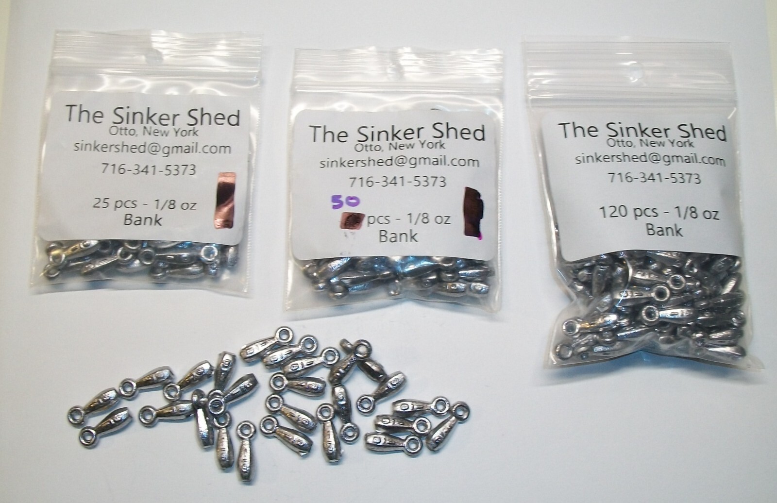 1/8 oz bank sinkers - quantity of 25/50/120 - FREE SHIPPING | eBay