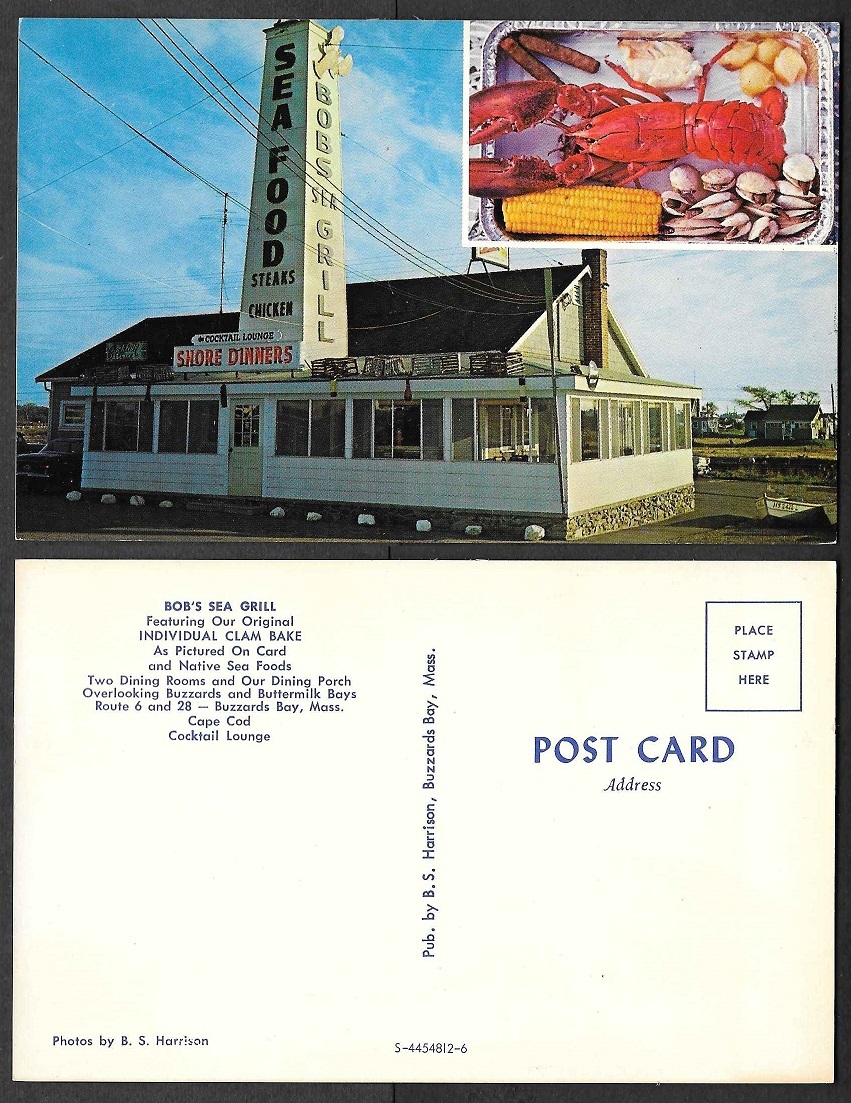 Old Massachusetts Postcard - Cape Cod - Bob's Sea Grill Restaurant | eBay