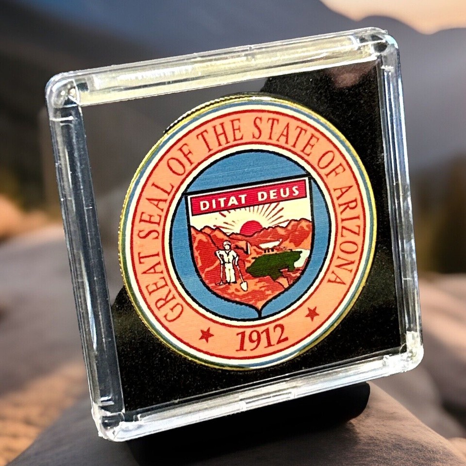ARIZONA State Seal Colorized Collectible Challenge Coin CASE INCLUDED ...