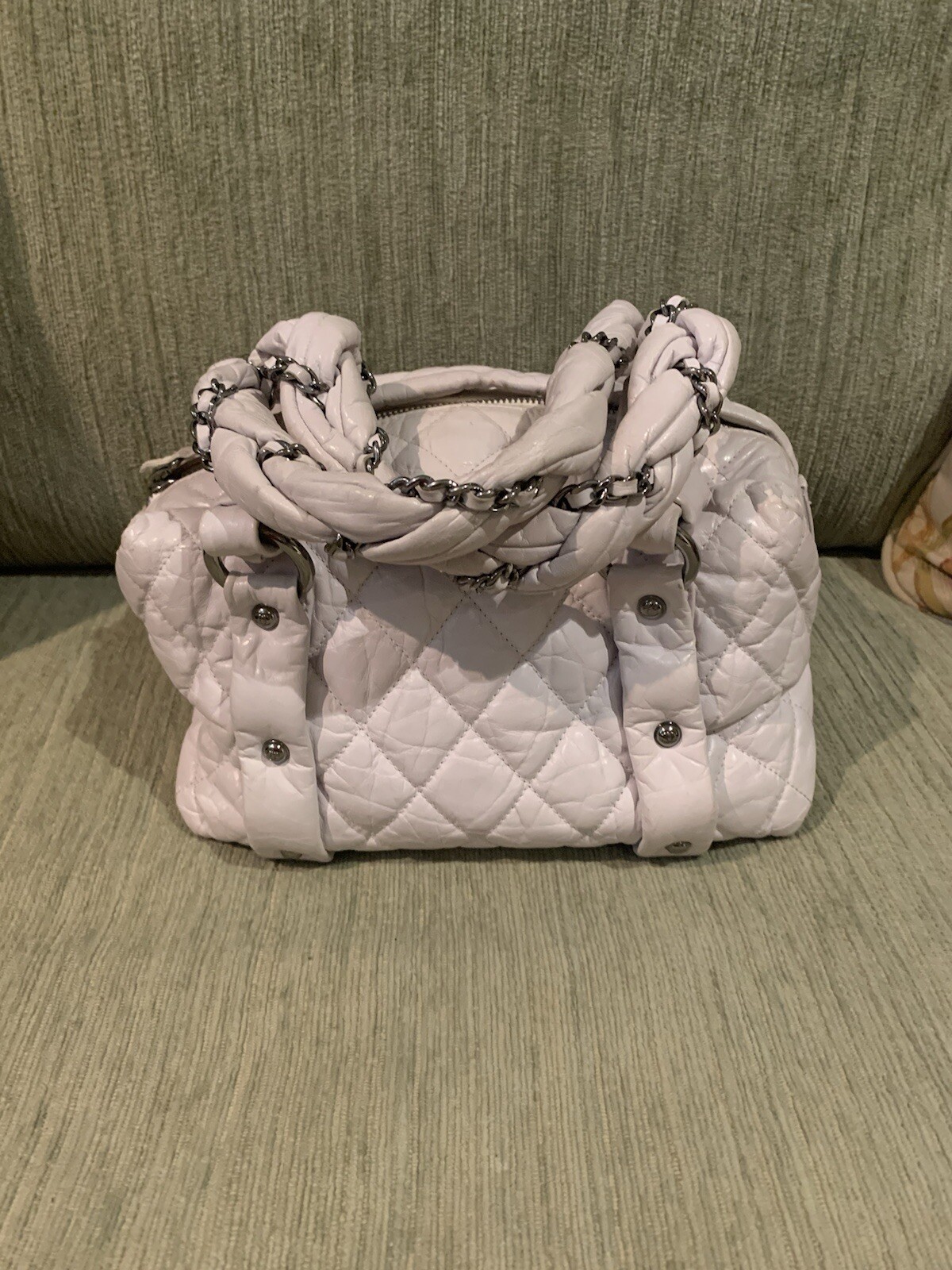Authentic Chanel Bubble Quilt White Leather Shoulder … - Gem